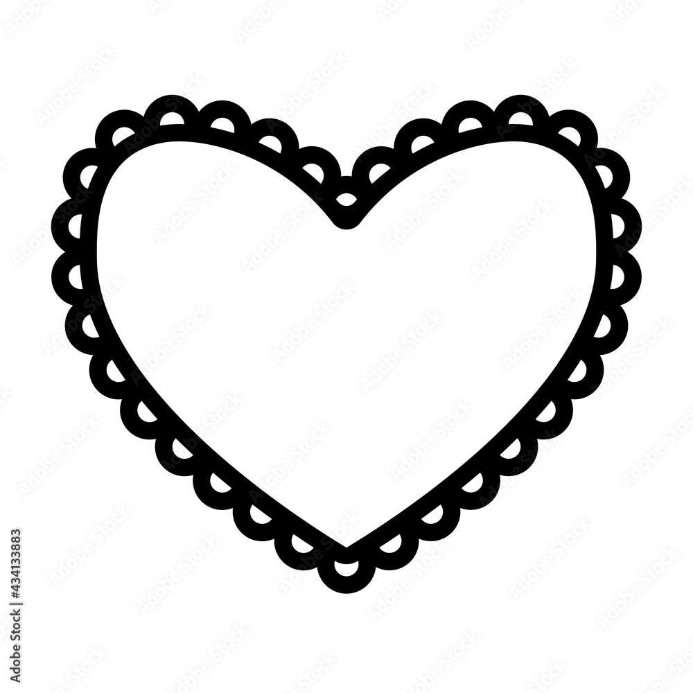 Scalloped heart border frame. Clipart image Stock Vector | Adobe Stock