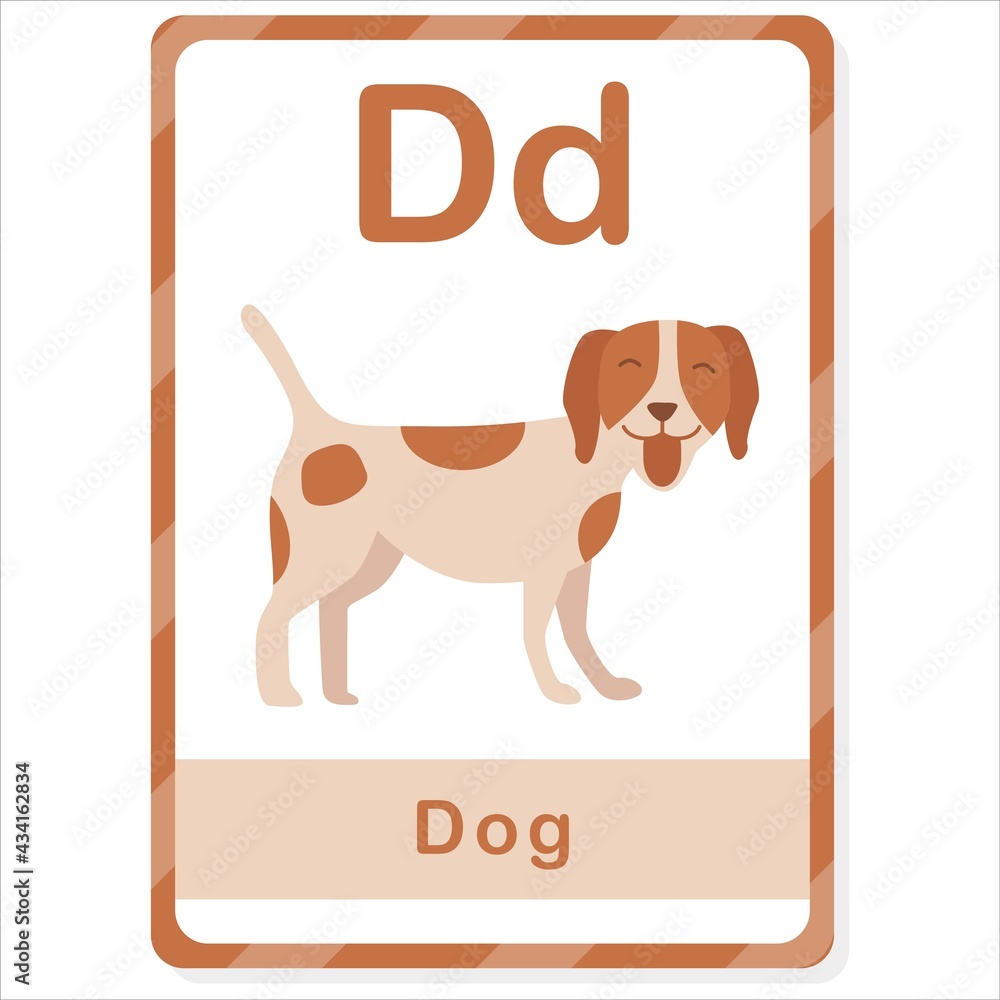 #templateAnimal DOG card for kids. Educational preschool alphabet flash ...