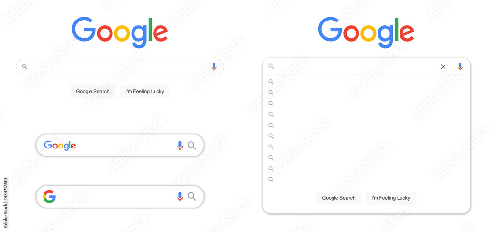Google search bar window vector illustration set collection isolated on ...