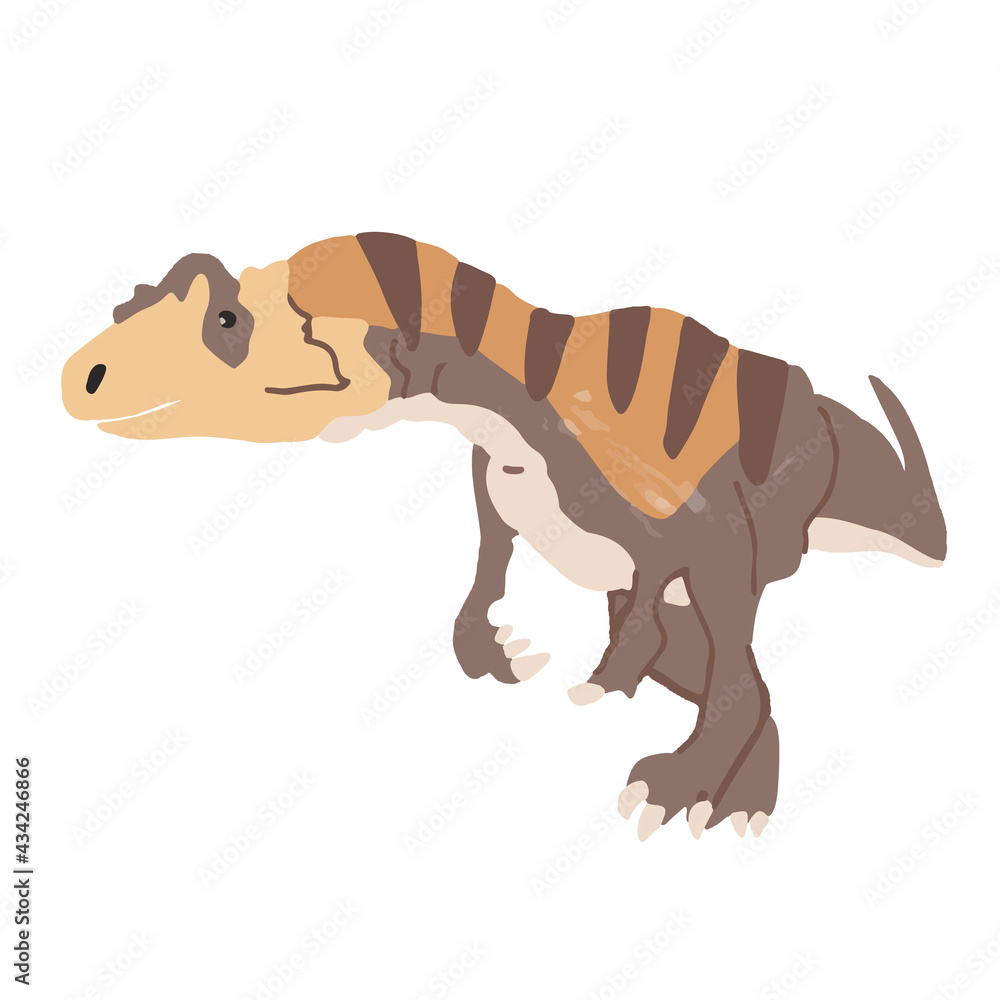 Funny vector flat dinosaur in cartoon style. Dinosaur Allosaurus ...