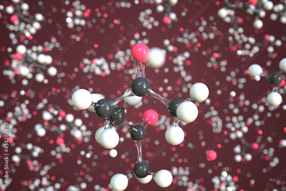 Illustration Stock Acetone molecule, conceptual molecular model ...