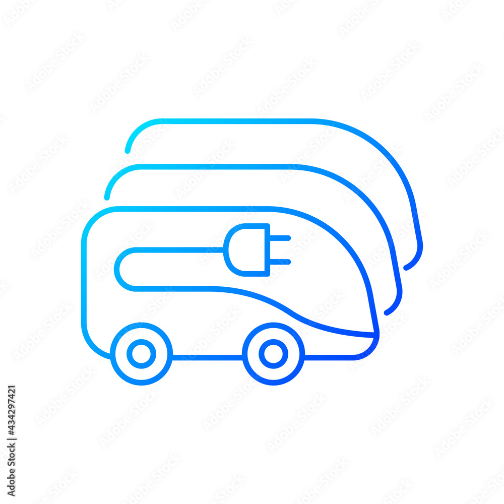 Charging in electric bus depot gradient linear vector icon. Human ...