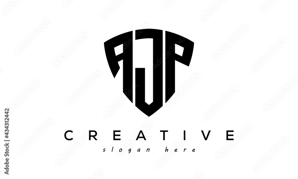 AJP letter creative logo with shield Stock Vector | Adobe Stock