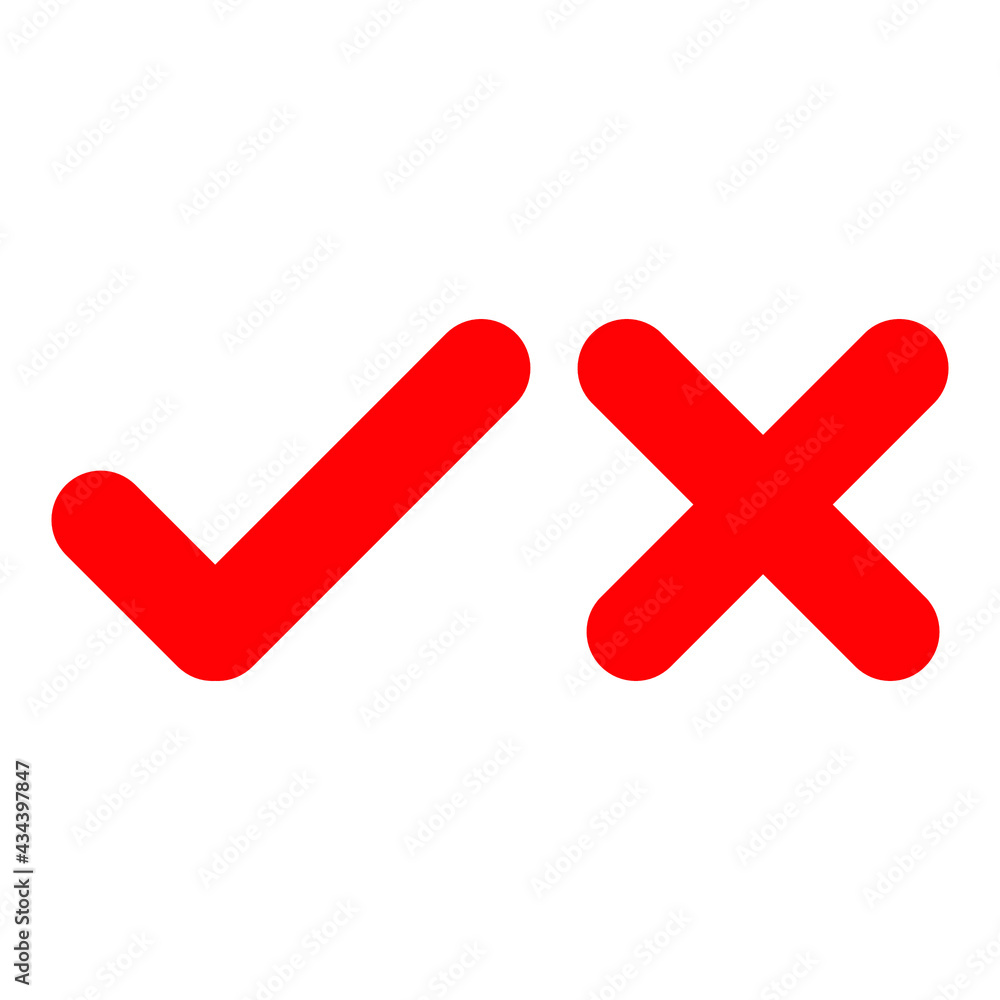 Cross and check mark icons. Cross and check mark symbol vector elements ...
