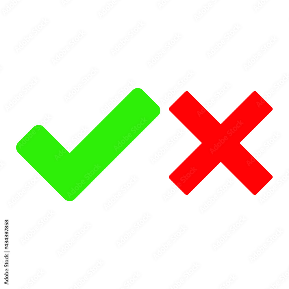 Cross and check mark icons. Cross and check mark symbol vector elements ...