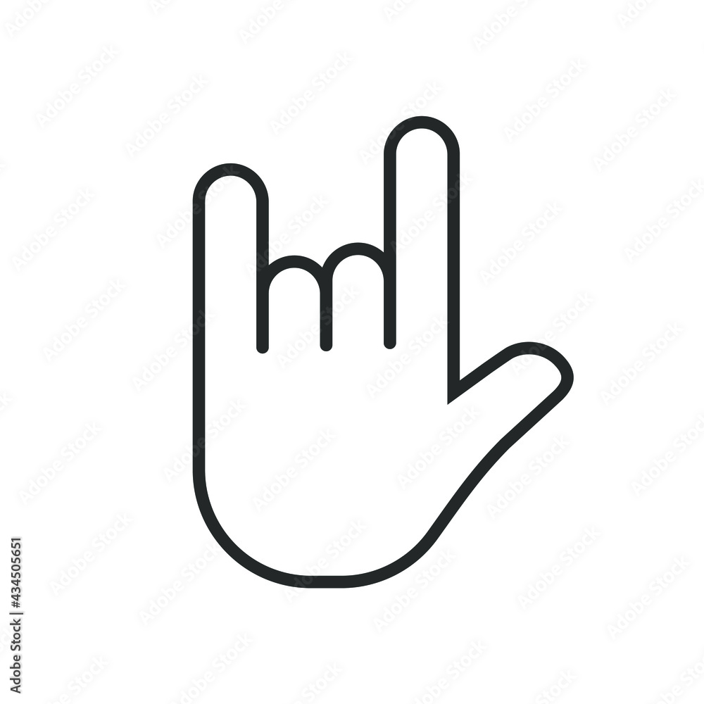 Rock hand gesture icon. Devil horns sign. Heavy metal music symbol ...