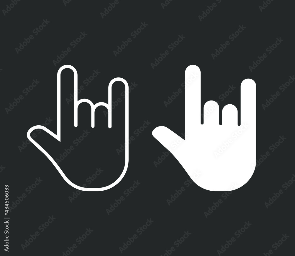 Rock hand gesture icon. Devil horns sign. Heavy metal music symbol ...