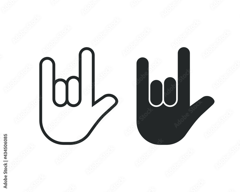Rock hand gesture icon. Devil horns sign. Heavy metal music symbol ...