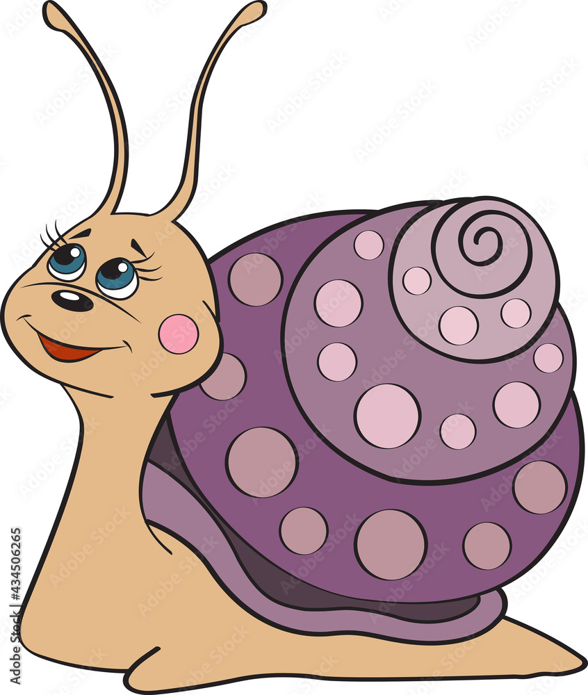 Cartoon Illustration of Funny snail. Cute and funny cartoon characters ...