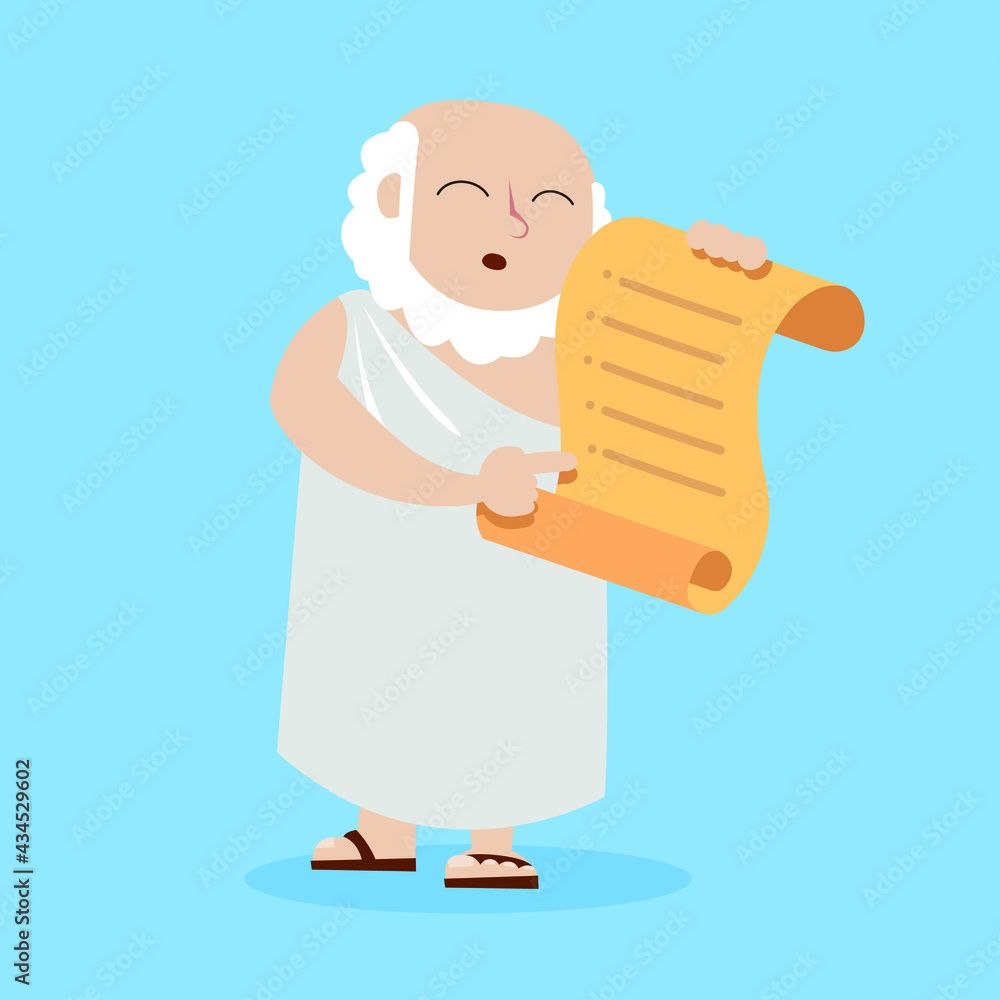 Classic Greek philosopher in cartoon style. Vector illustration. Stock ...