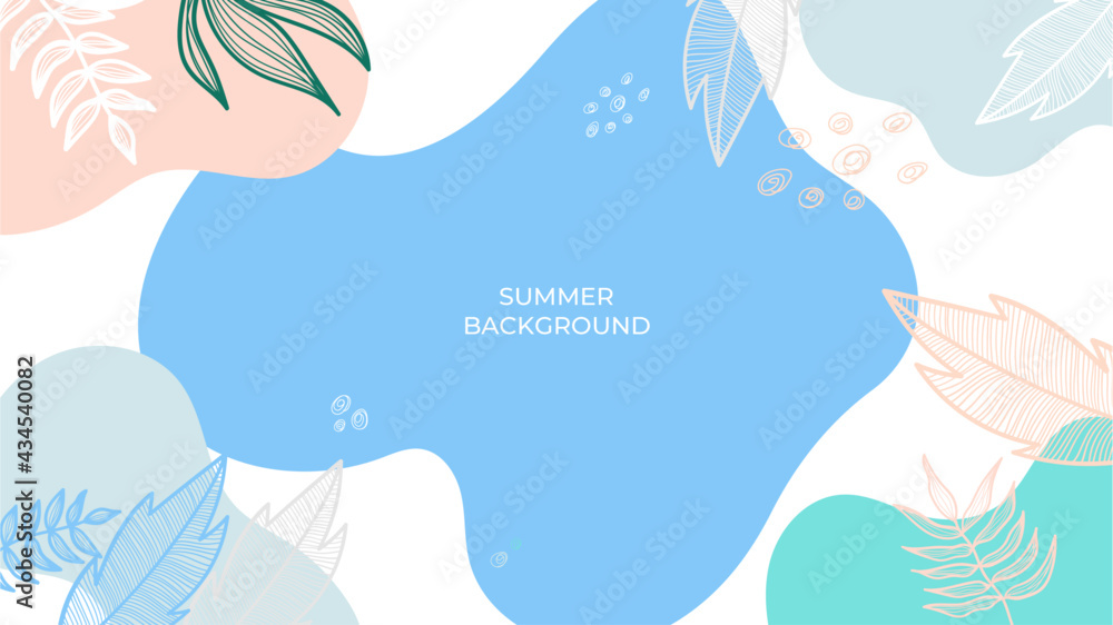 Colourful minimal summer background with flowers and tropical summer ...