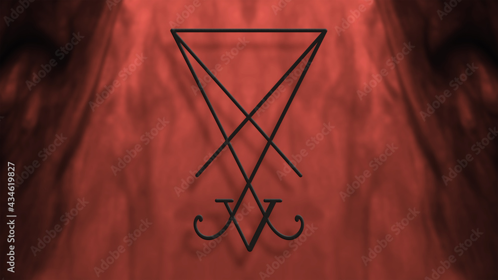 Sigil of Lucifer on a red background. Magic symbol. 3D rendering Stock ...
