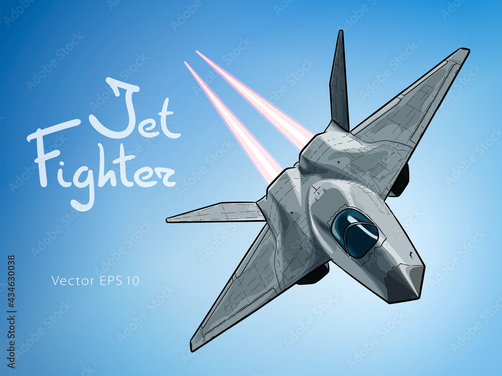 Modern American jet fighter aircraft. Vector sketch Stock Vector ...