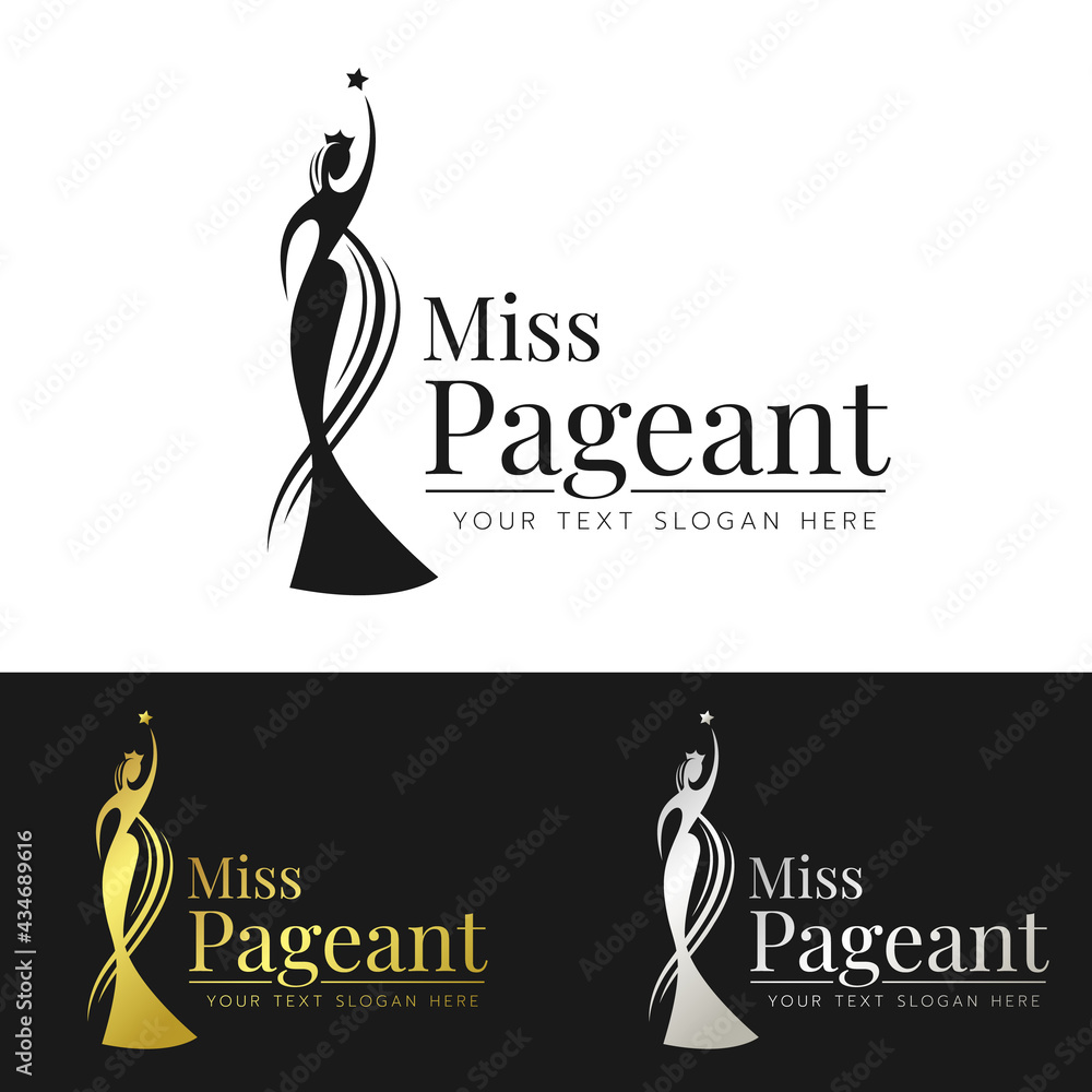 Image vectorielle Stock miss pageant logo sign , black and gold and ...