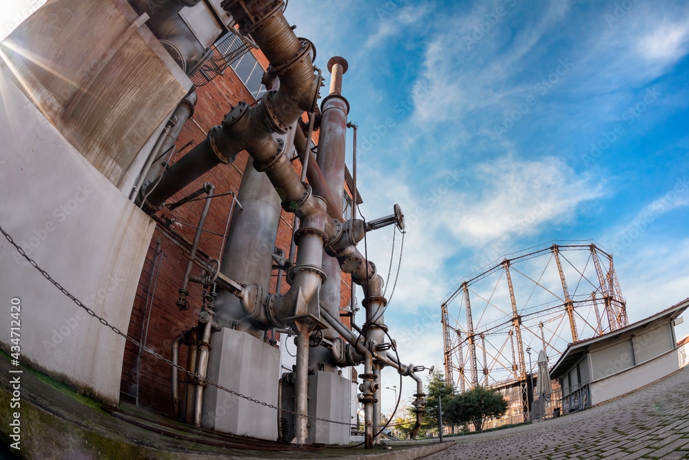 Athens, Attica, Greece. Panoramic view of the old gaz factory at ...