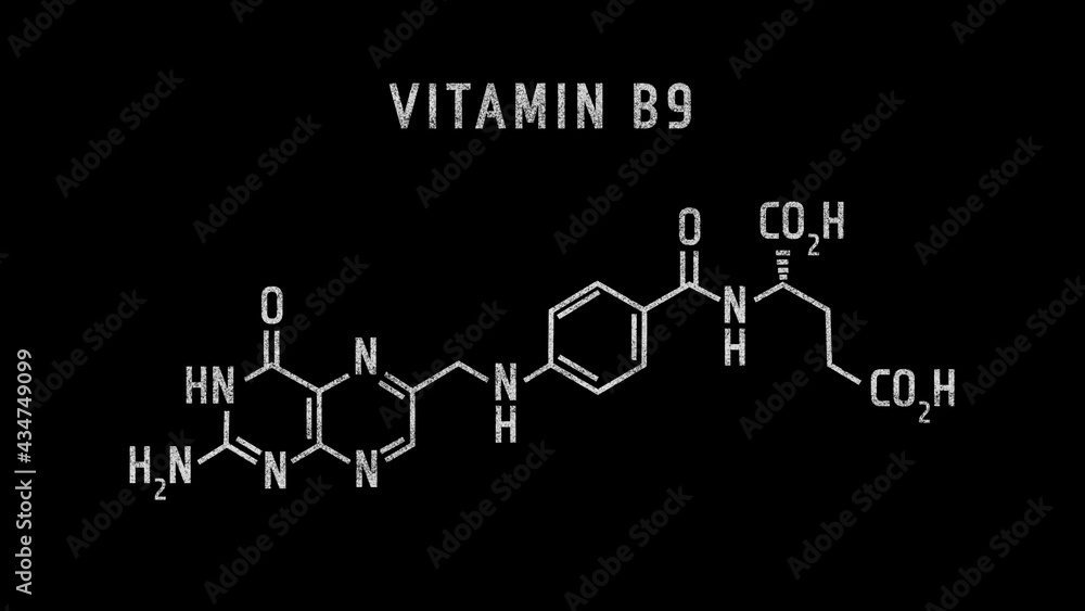 Folate also known as vitamin B9 and folacin Molecular Structure Symbol ...