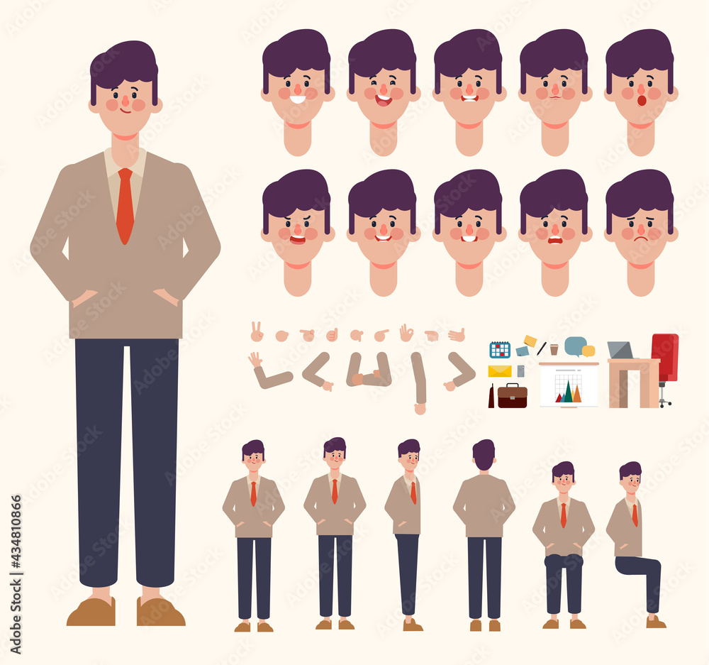 Businessman character creation for animation. Ready for animated face ...
