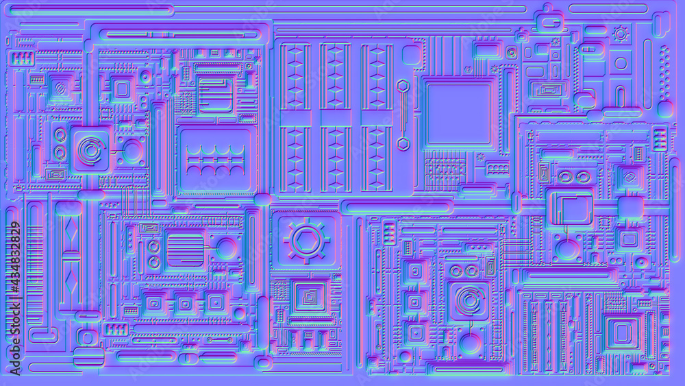 Motherboard microchip normal map illustration. New Best 3d style ...