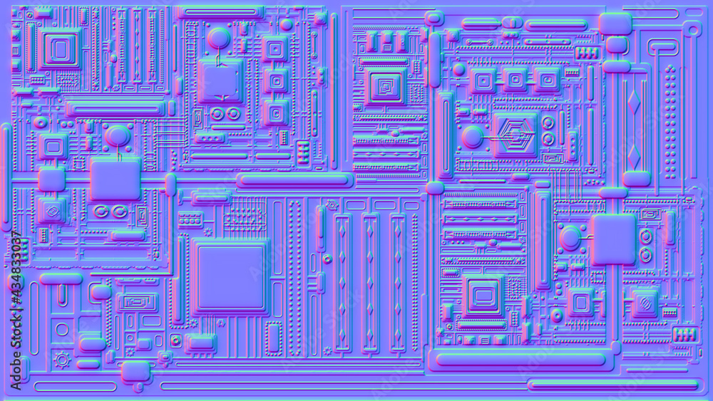 Motherboard microchip normal map illustration. New Best 3d style ...