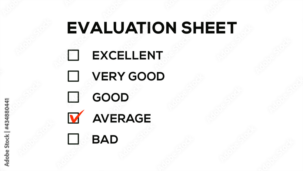 Average Evaluation Sheet Square Check List on White Background Stock ...