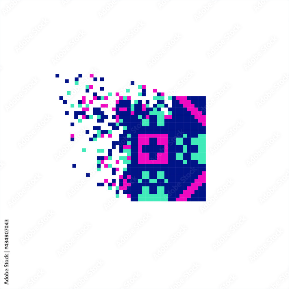 Vector Pixel tile with disintegration effect, illustration for graphic ...