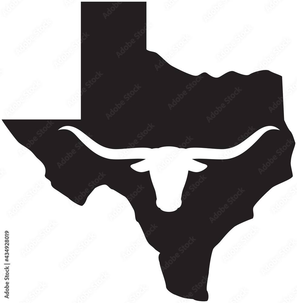 Texas map and longhorn bull vector illustration Stock Vector | Adobe Stock
