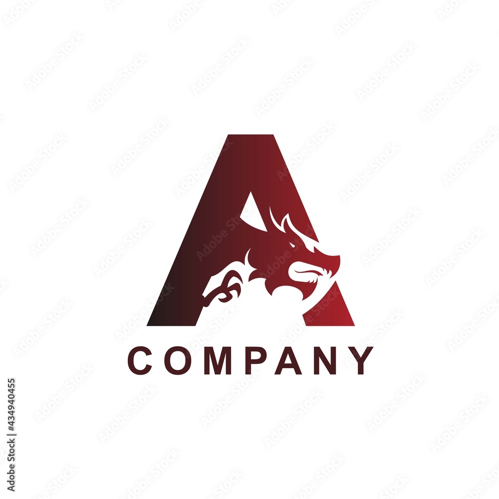 logo design creative abjad A dragon Stock Vector | Adobe Stock