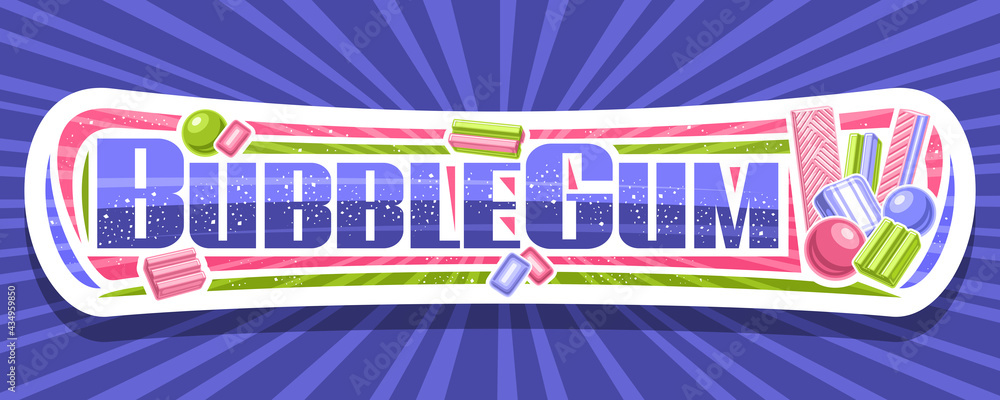 Vector banner for Bubble Gum, white horizontal sign board with ...