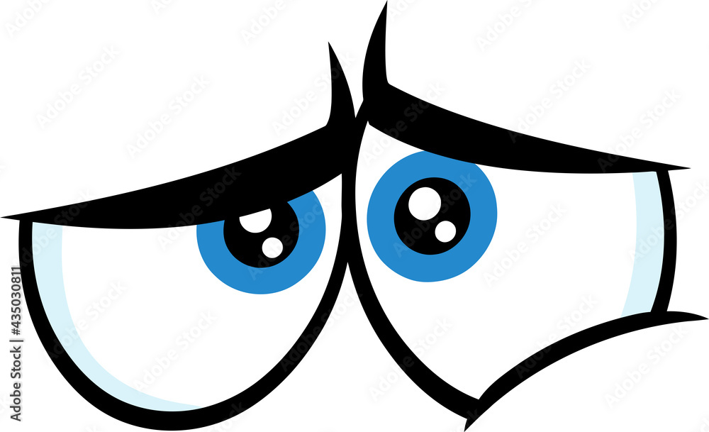 Sad Cartoon Funny Eyes. Vector Hand Drawn Illustration Isolated On ...