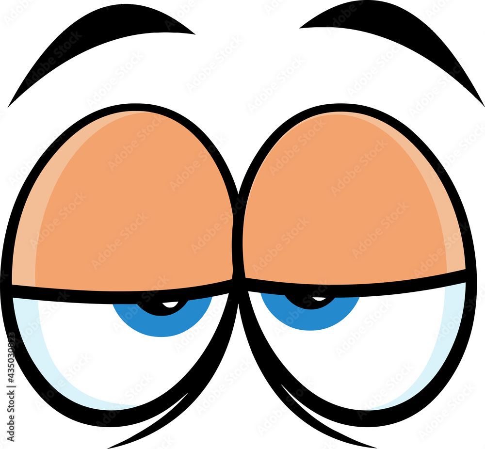 Tired Cartoon Funny Eyes. Vector Hand Drawn Illustration Isolated On ...