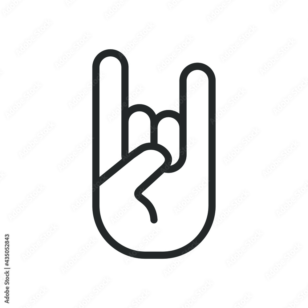 Vektor Rock hand gesture icon. Devil horns sign. Heavy metal music ...