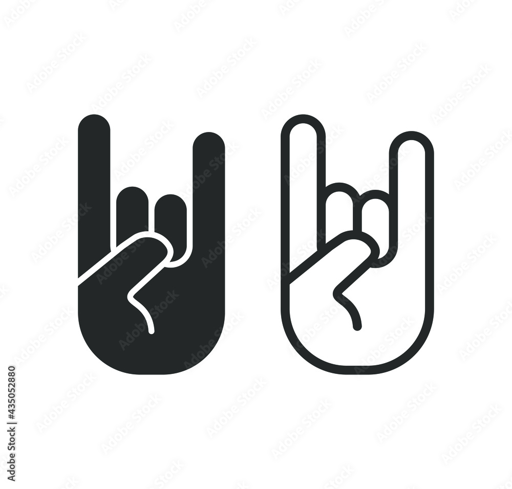 Rock hand gesture icon. Devil horns sign. Heavy metal music symbol ...