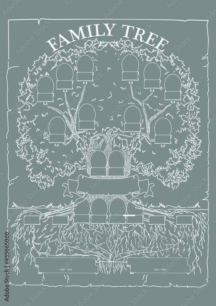 Family tree vector. Oak tree printable generation map. Download it now ...