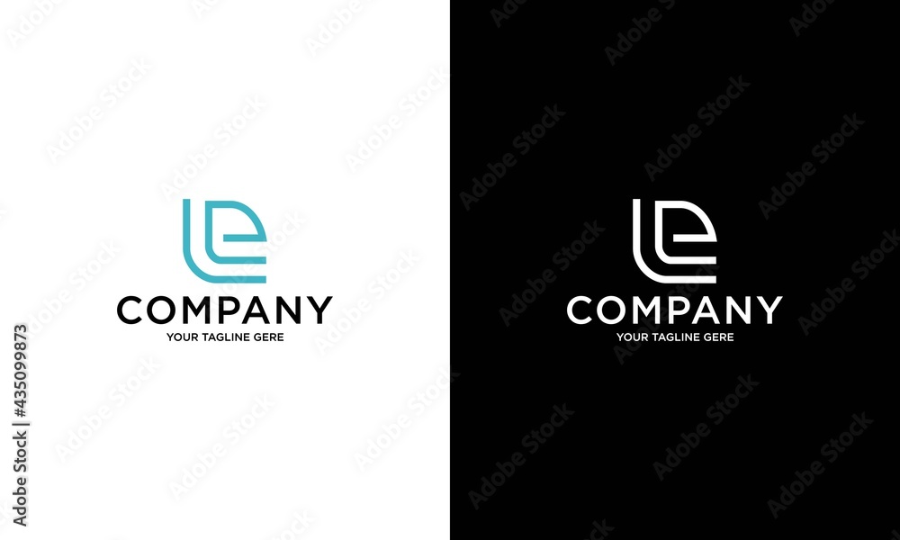 Letter LE monogram style logo, thin line shape design element mockup ...