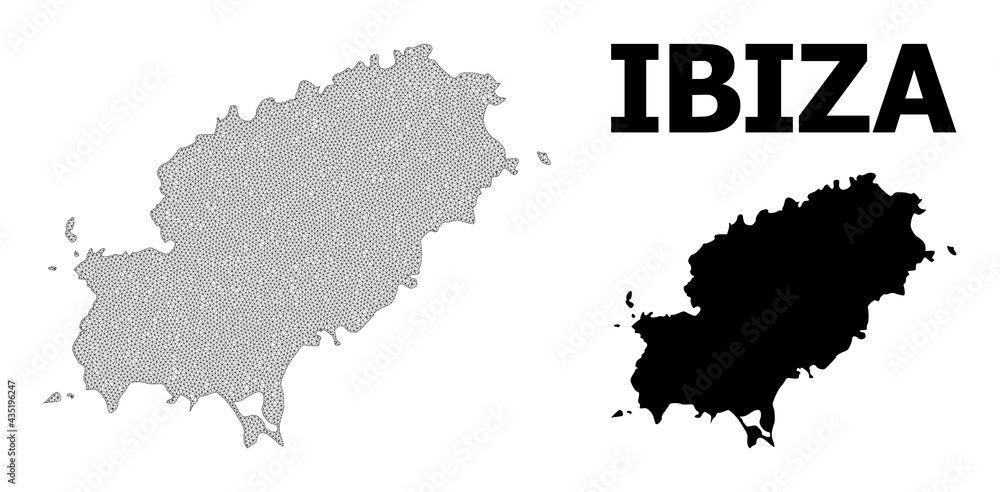 Polygonal mesh map of Ibiza Island in high detail resolution. Mesh ...