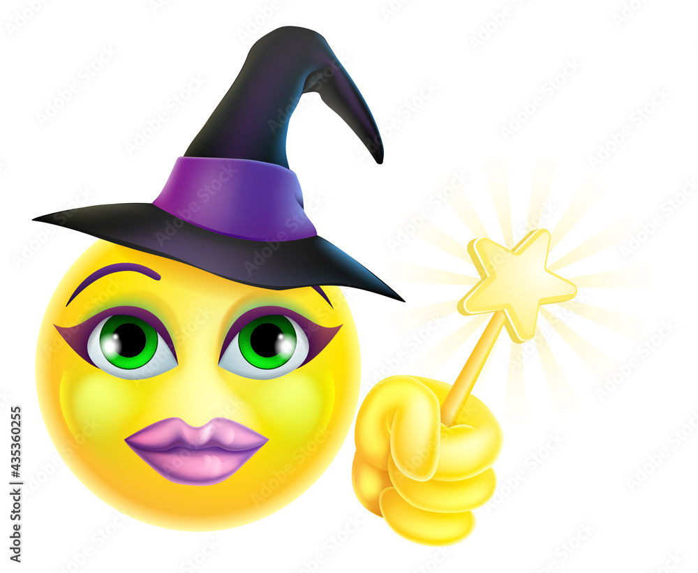 Witch Emoticon Face Emoji Cartoon Icon Stock Vector | Adobe Stock