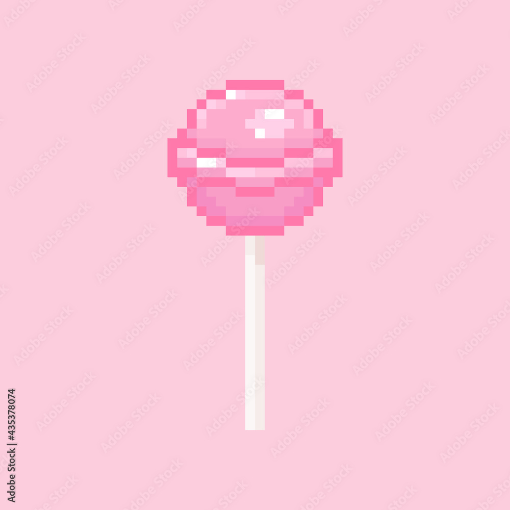 Pixel art lollipop illustration. Vintage classic round lollipop in ...