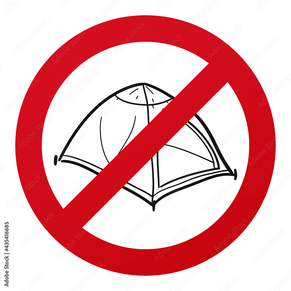 No Camp Tent Symbol Isolated on White Background. Travel Vector ...