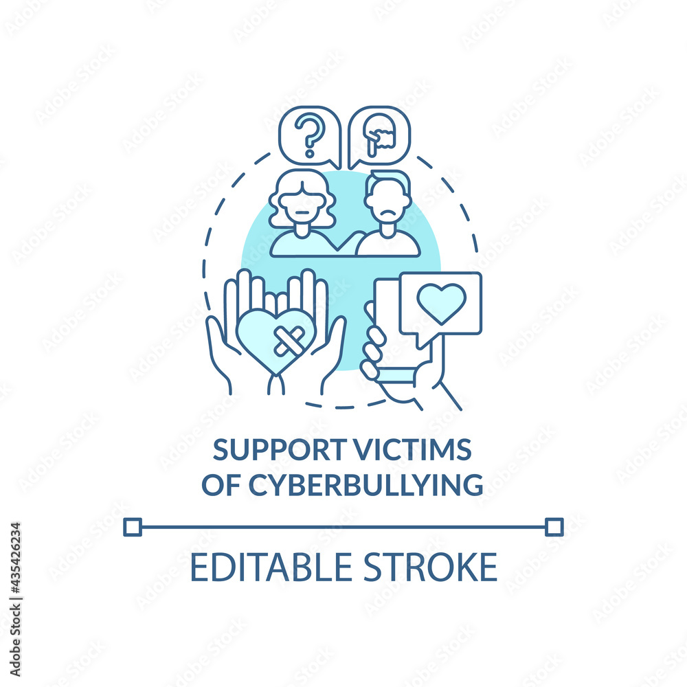 Supporting cyberbullying victims concept icon. Cyberbullying prevention ...