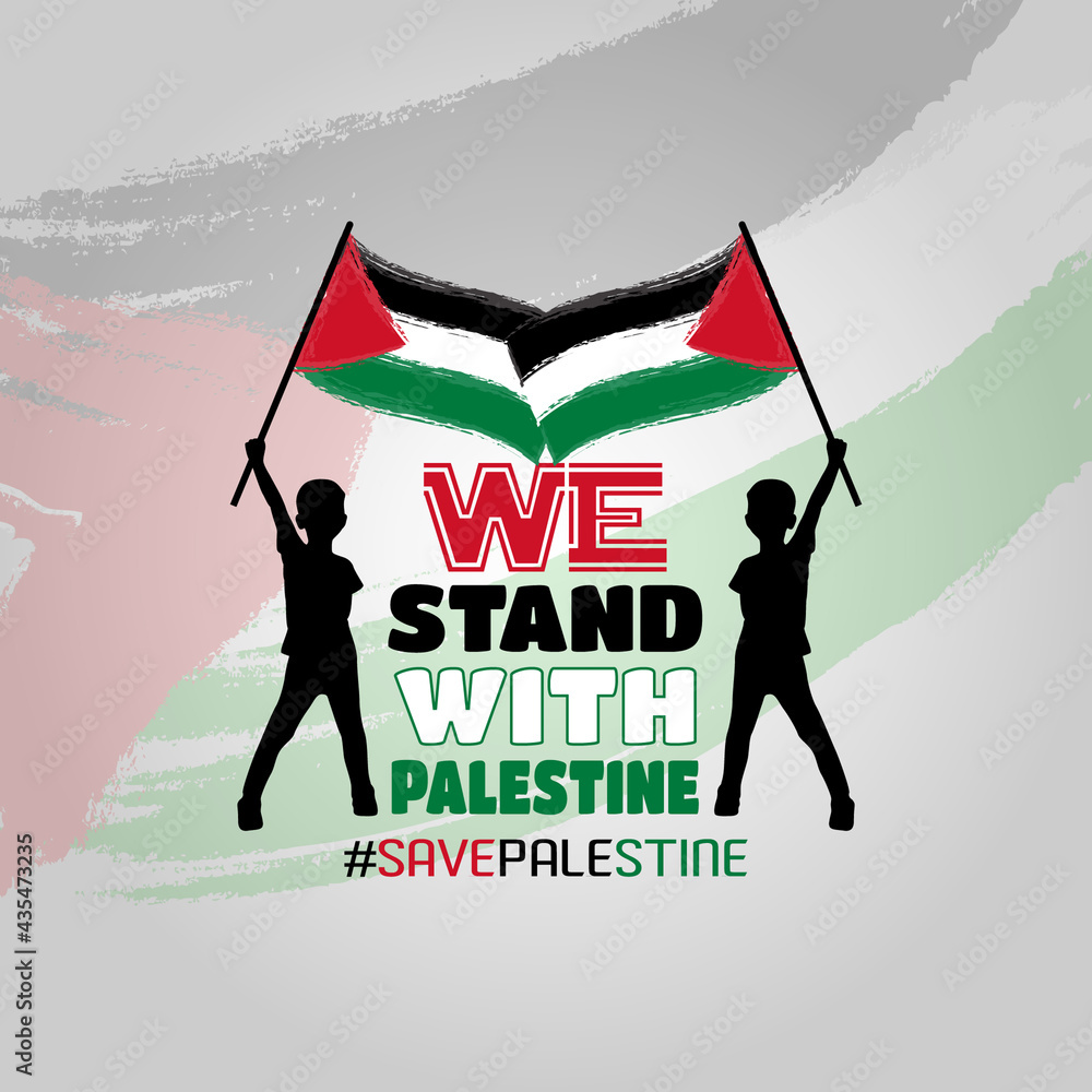 We Stand With Palestine Save Palestine A Boy Holding Palestine Flag On ...