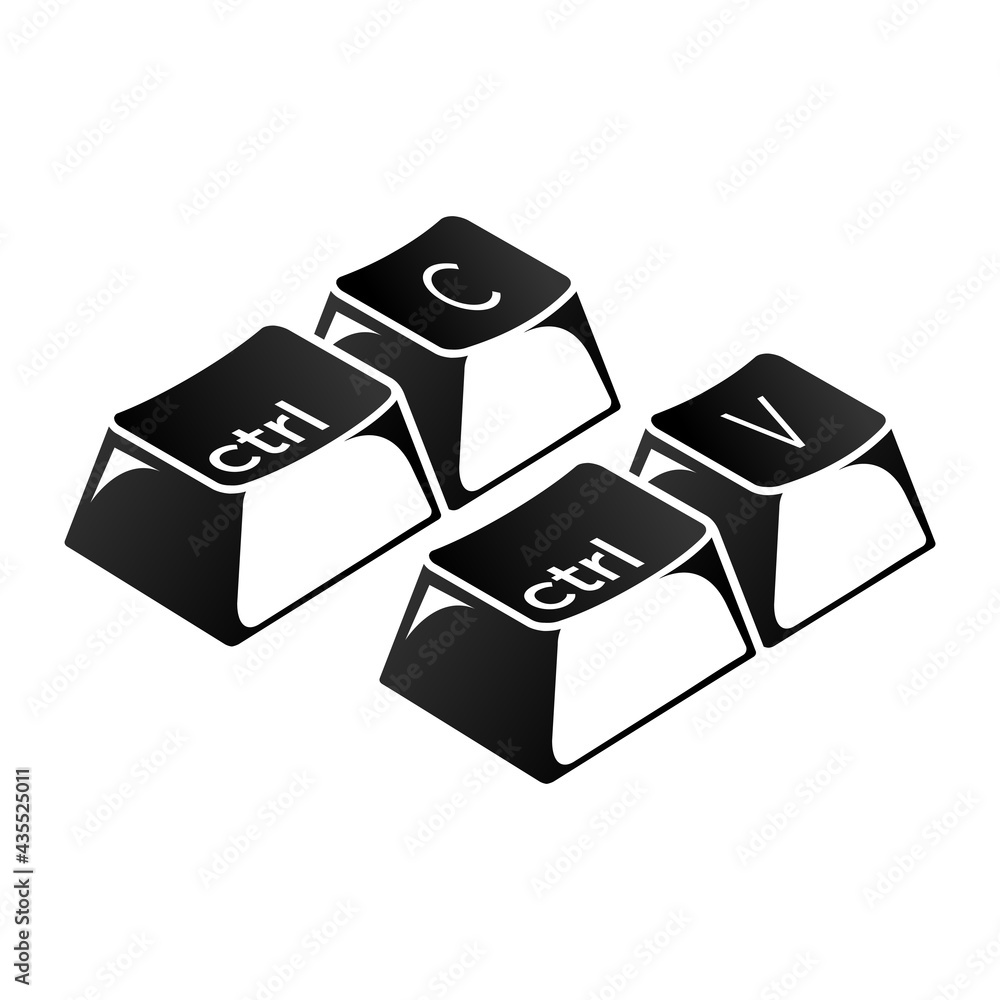 Ctrl C, Ctrl V keys on the keyboard, copy and paste the key combination. Insert a keyboard ...