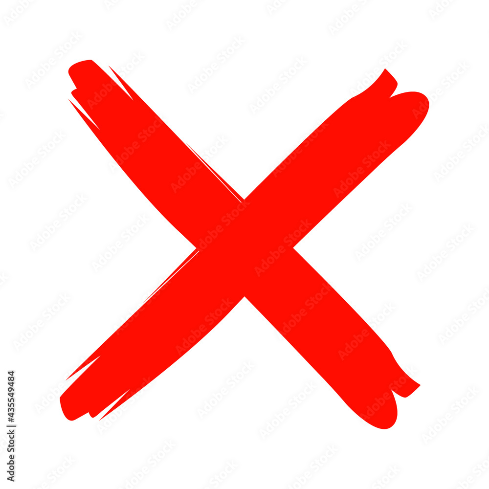 Cross wrong red x symbol. Sign, brush, mark, icon, error, no, grunge ...