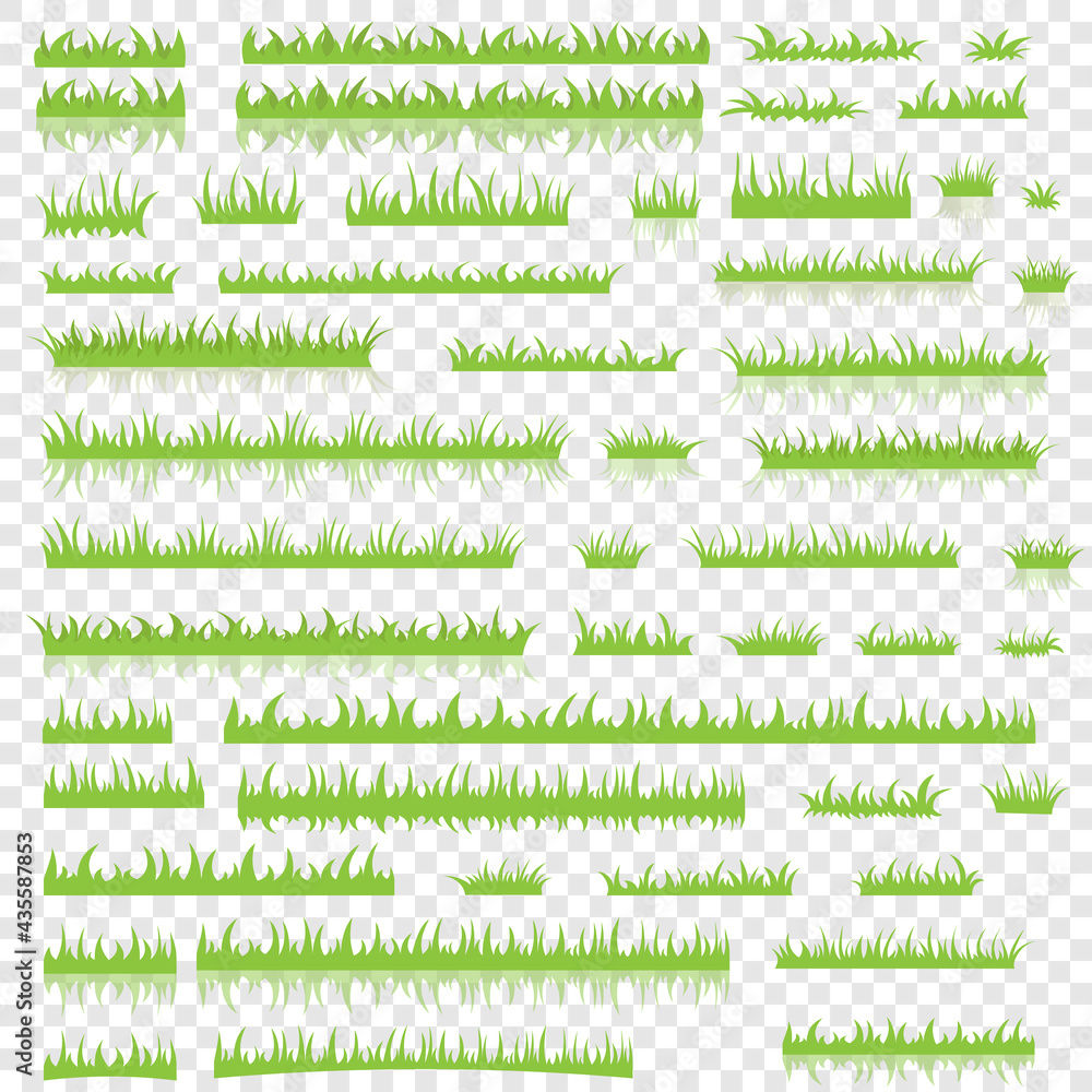 Green grass, vector set for drawing pictures in flat cartoon style ...