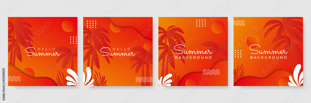 Vector set of summer social media stories design templates, backgrounds ...