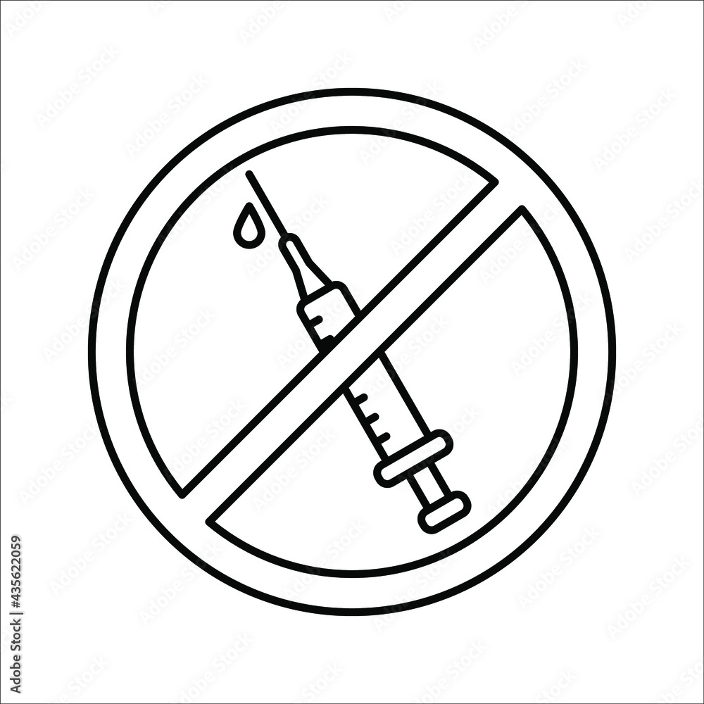 No vaccine, syringe, immunization icon. anti vaccination caution, Stop ...