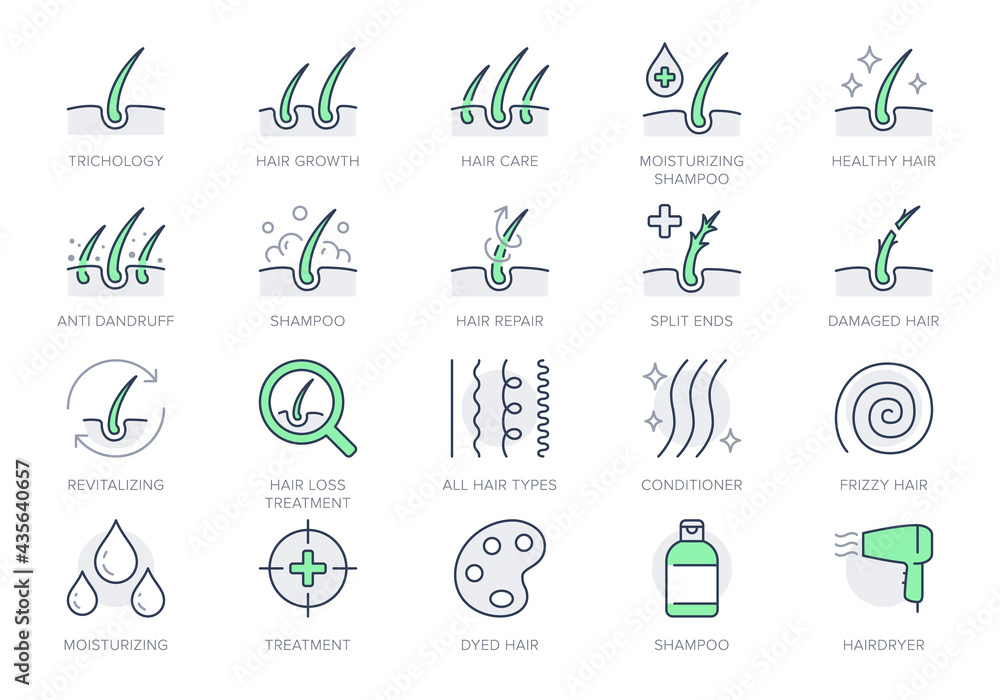 Hair cosmetic line icons. Vector illustration include icon - skincare ...