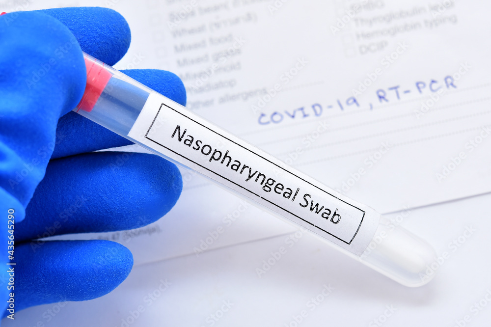 Nasopharyngeal swab from patient for COVID-19 test by using RT-PCR ...