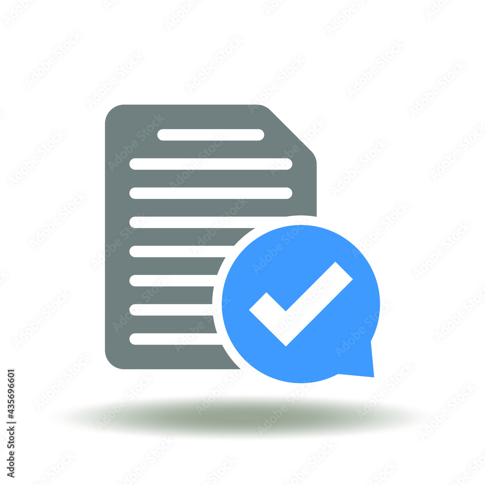 Document list with speech bubble and check mark vector illustration ...