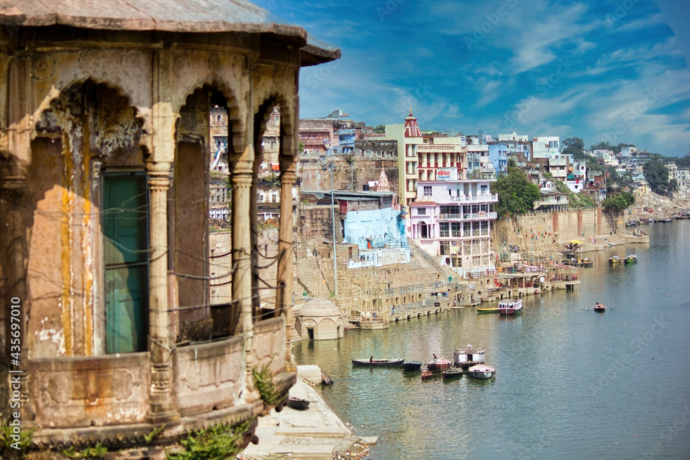 Photo Stock Varanasi, India: Wide angle top view of Banaras cityscape ...