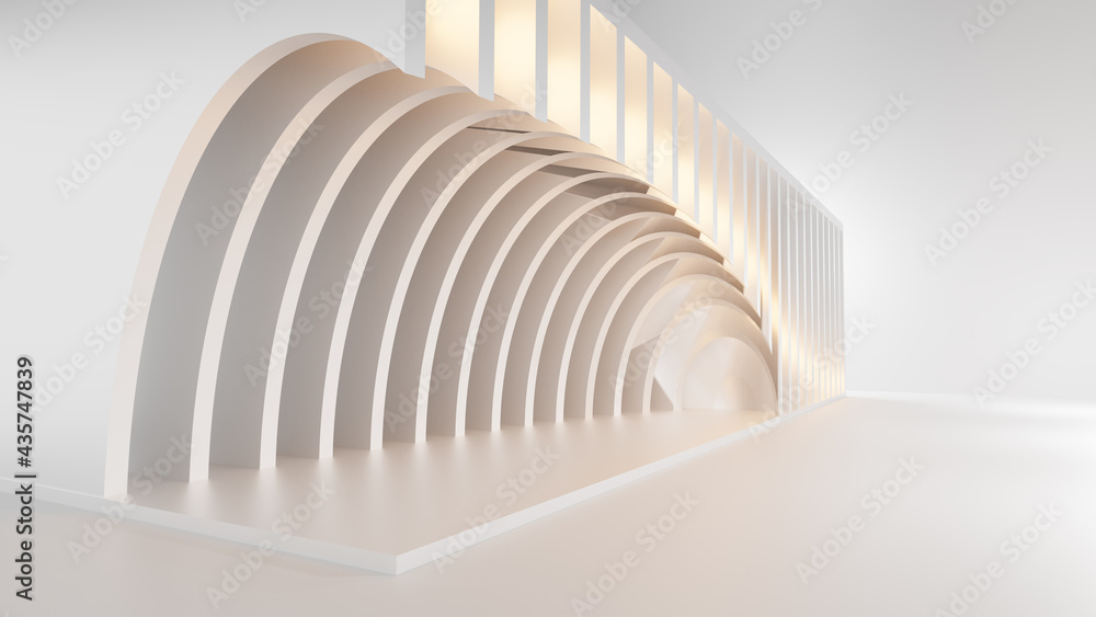 White empty exhibition hall and modern interior design of showroom ...